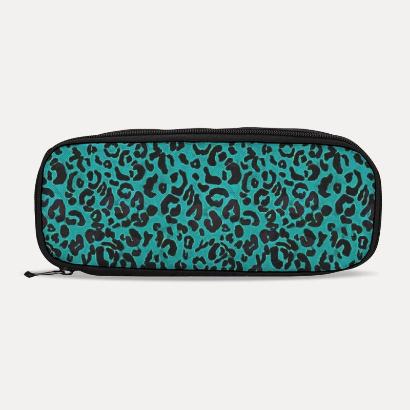 Print On Demand - Pencil Case - "Leopard" (Turquoise) – Buffalo Gals Co.
