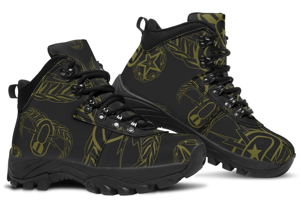 Print On Demand - Outdoor Boots - "EOD Badges x 3" (OD Green on Black ...
