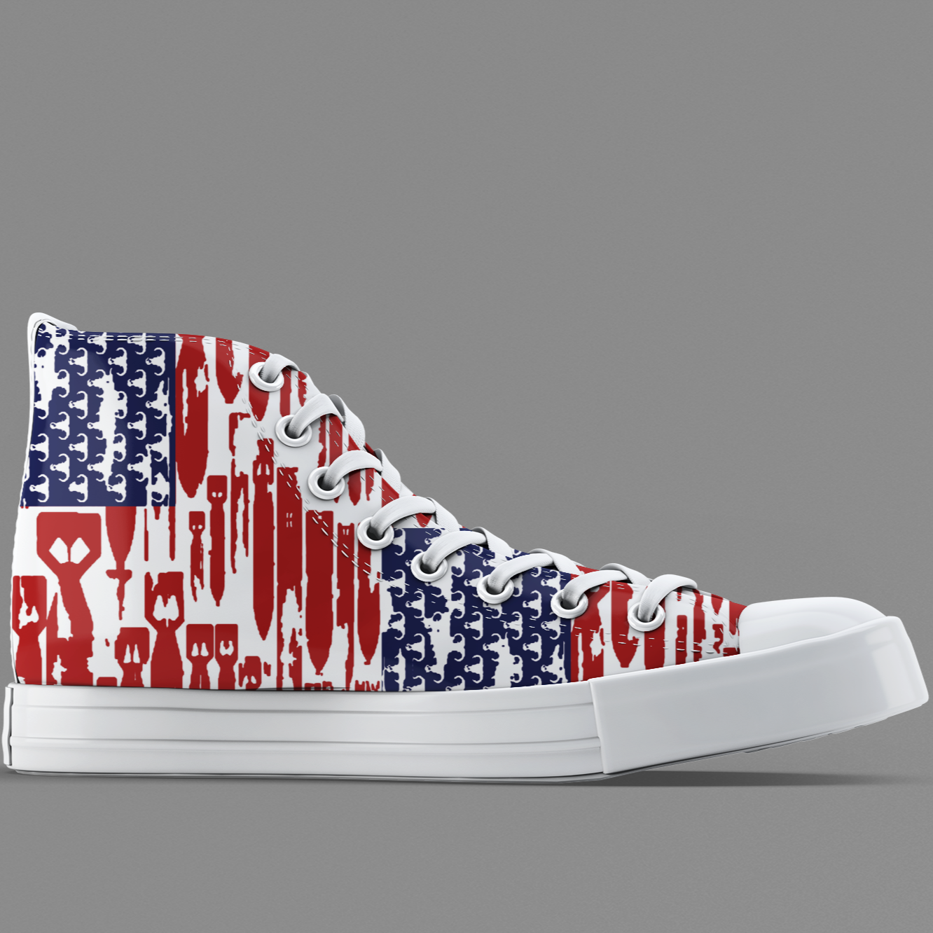 Print On Demand - High Tops - "EOD Bomb Flag" – Buffalo Gals Co.